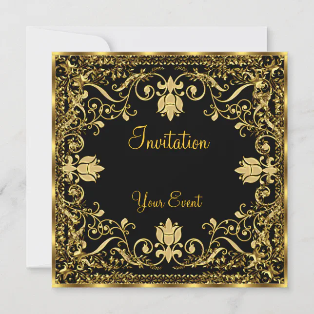Elegant Popular Black and Gold Invitation | Zazzle