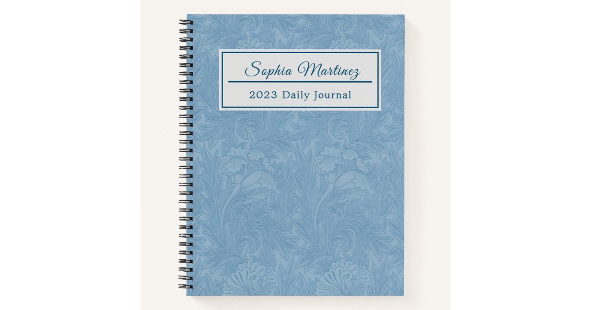 Elegant Powder Blue Floral | Personalized Spiral Notebook | Zazzle