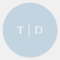 Elegant Powder Blue Monogram Modern Wedding Classic Round Sticker | Zazzle