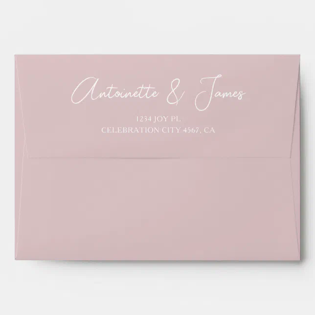 Elegant Powder Pink Calligraphy Address Wedding Envelope | Zazzle