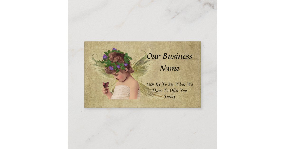 Elegant Precious Angel Girl w/butterfly Business Card | Zazzle