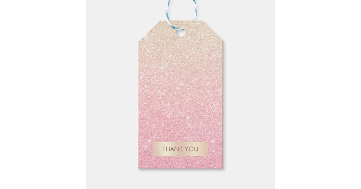 Elegant pretty girly gradient rose gold glitter gift tags | Zazzle