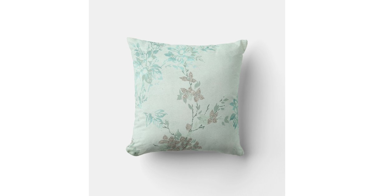 ELEGANT PRETTY LIGHT BLUE FLORAL CUSHION | Zazzle
