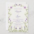 Elegant Pretty Purple Blue Floral Frame Wedding Invitation | Zazzle