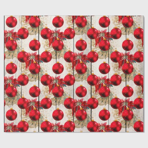 Elegant pretty red Christmas floral pattern Wrapping Paper | Zazzle