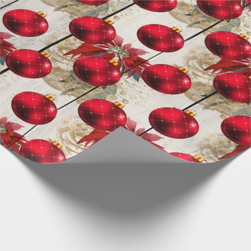 Elegant pretty red Christmas floral pattern Wrapping Paper | Zazzle