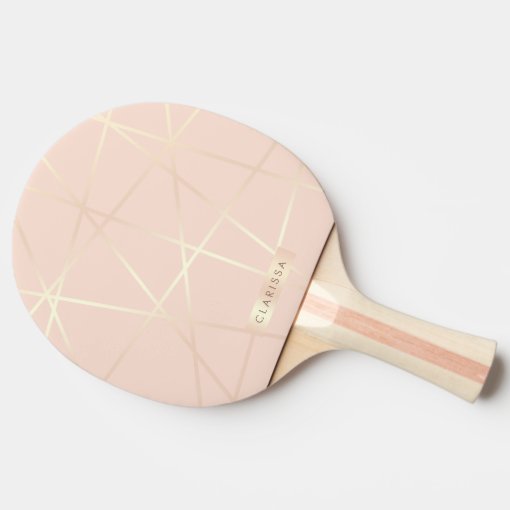 Elegant pretty rose gold & blush pink geometric ping pong paddle | Zazzle