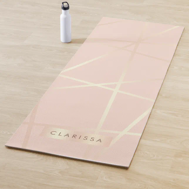 Elegant pretty rose gold & blush pink geometric yoga mat | Zazzle