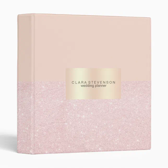 Elegant pretty rose gold glitter & blush pink 3 ring binder | Zazzle