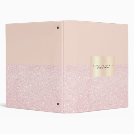 Elegant pretty rose gold glitter & blush pink 3 ring binder | Zazzle