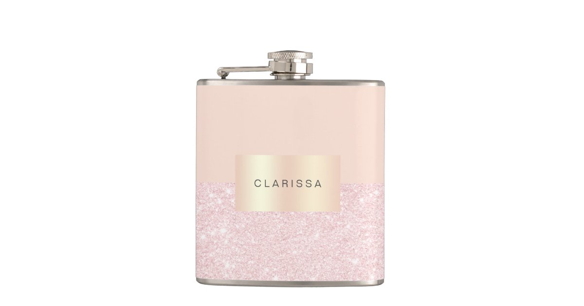 Elegant pretty rose gold glitter & blush pink flask | Zazzle