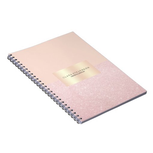 Elegant pretty rose gold glitter & blush pink notebook | Zazzle