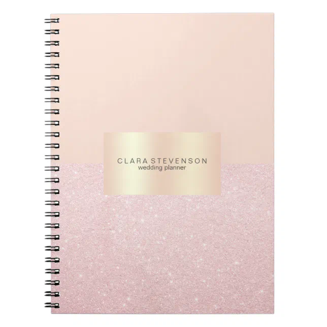 Elegant pretty rose gold glitter & blush pink notebook | Zazzle