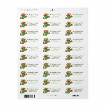 Elegant Prickly Pear & Orange Cactus Flowers Label | Zazzle