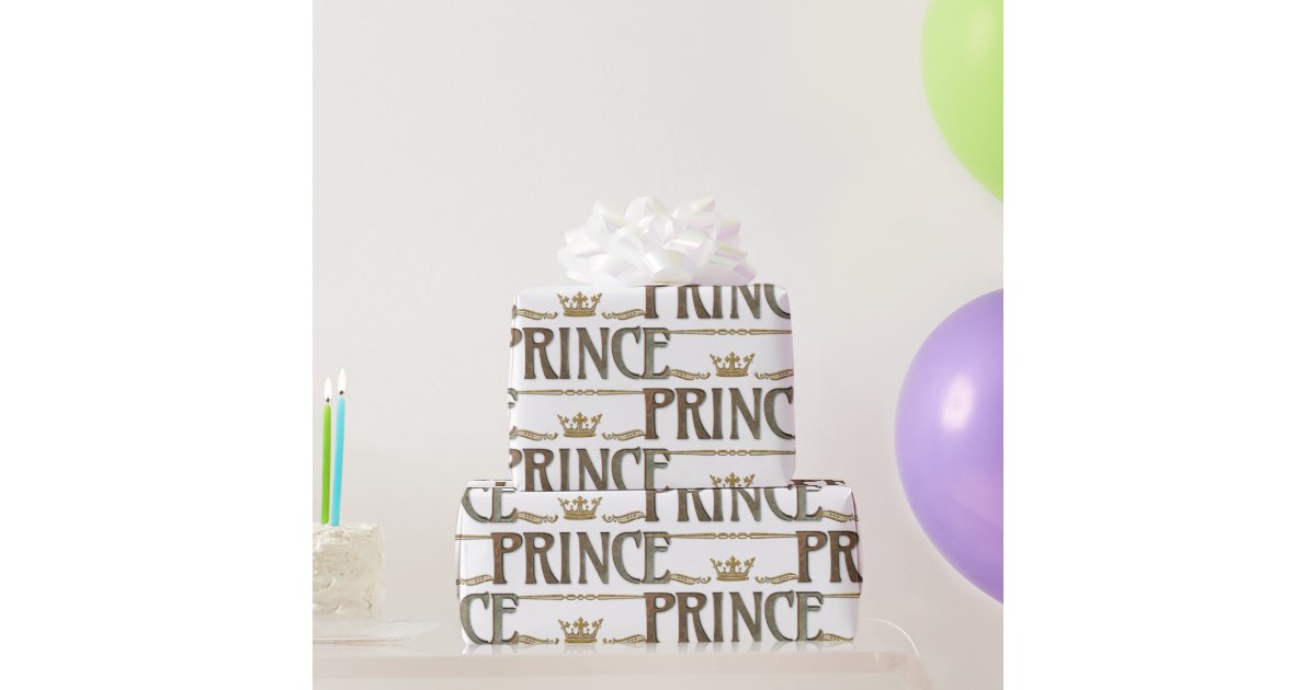 Elegant PRINCE Royalty Lettering Crown Wrapping Paper | Zazzle