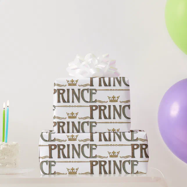 Elegant PRINCE Royalty Lettering Crown Wrapping Paper | Zazzle