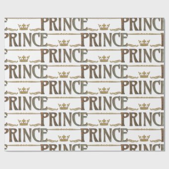 Elegant PRINCE Royalty Lettering Crown Wrapping Paper | Zazzle
