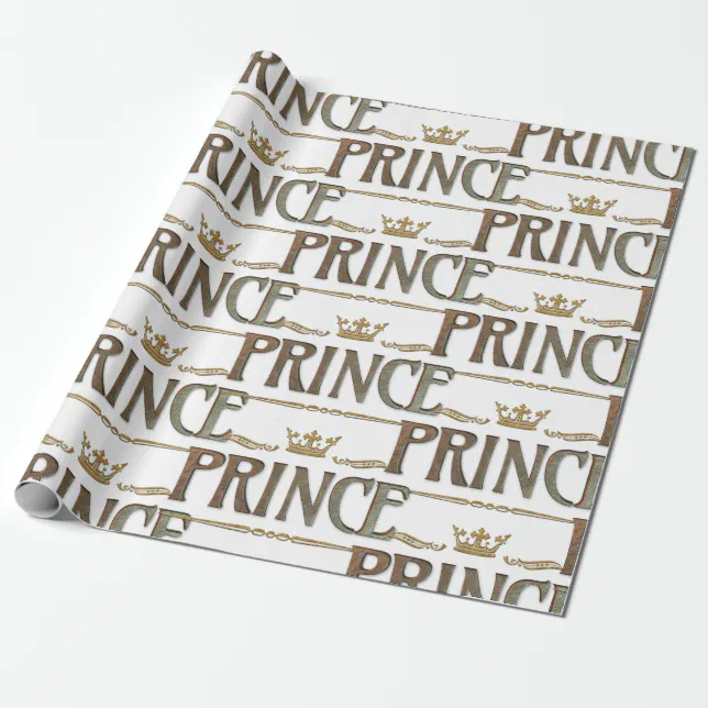 Elegant PRINCE Royalty Lettering Crown Wrapping Paper | Zazzle