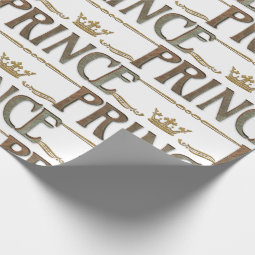 Elegant PRINCE Royalty Lettering Crown Wrapping Paper | Zazzle