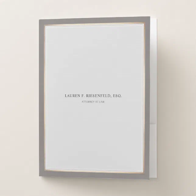 Elegant Professional Attorney Gold Border Pocket Folder | Zazzle