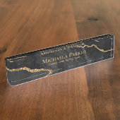 Elegant Professional Black and Gold Agate Geode Desk Name Plate | Zazzle