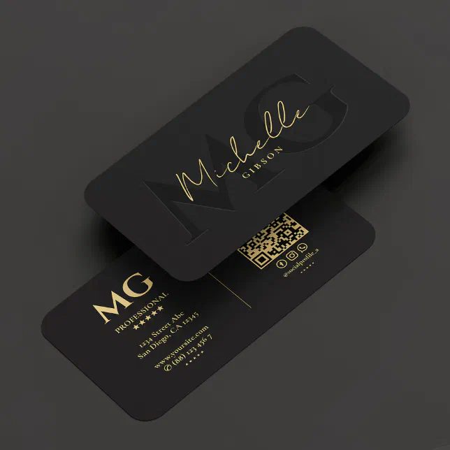 Elegant Professional Black Modern Monogram Business Card | Zazzle