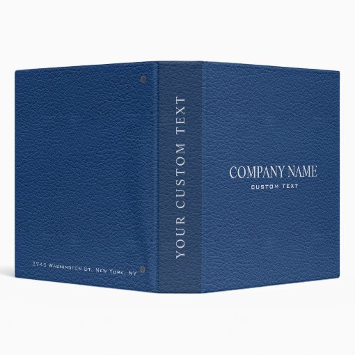 Elegant Professional Blue Leather Look 3 Ring Binder | Zazzle