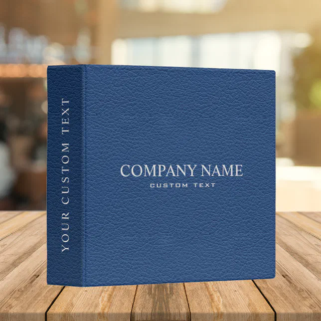 Elegant Professional Blue Leather Look 3 Ring Binder | Zazzle