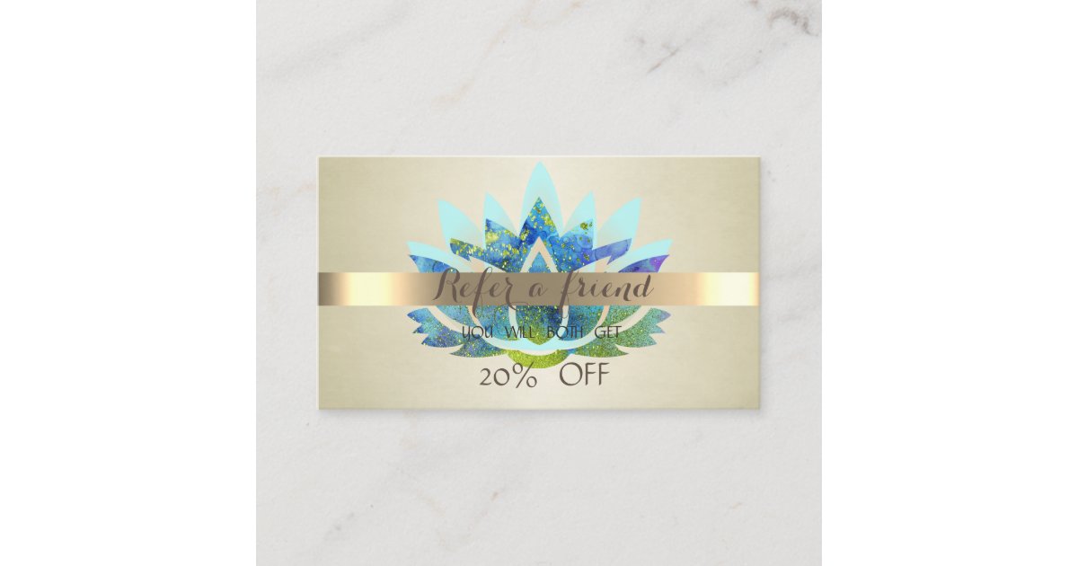 Elegant Professional,Blue Lotus Referral Card | Zazzle