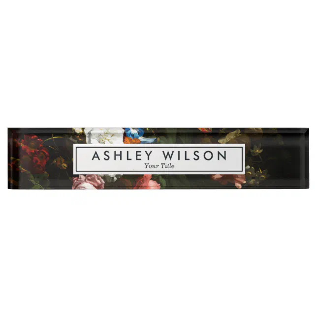 Elegant Professional Botanical Foliage Desk Name Plate | Zazzle