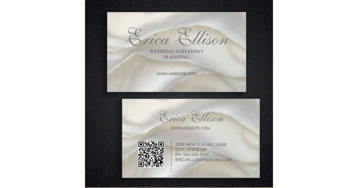 Elegant Professional Business QR Code Pearl Business Card | Zazzle