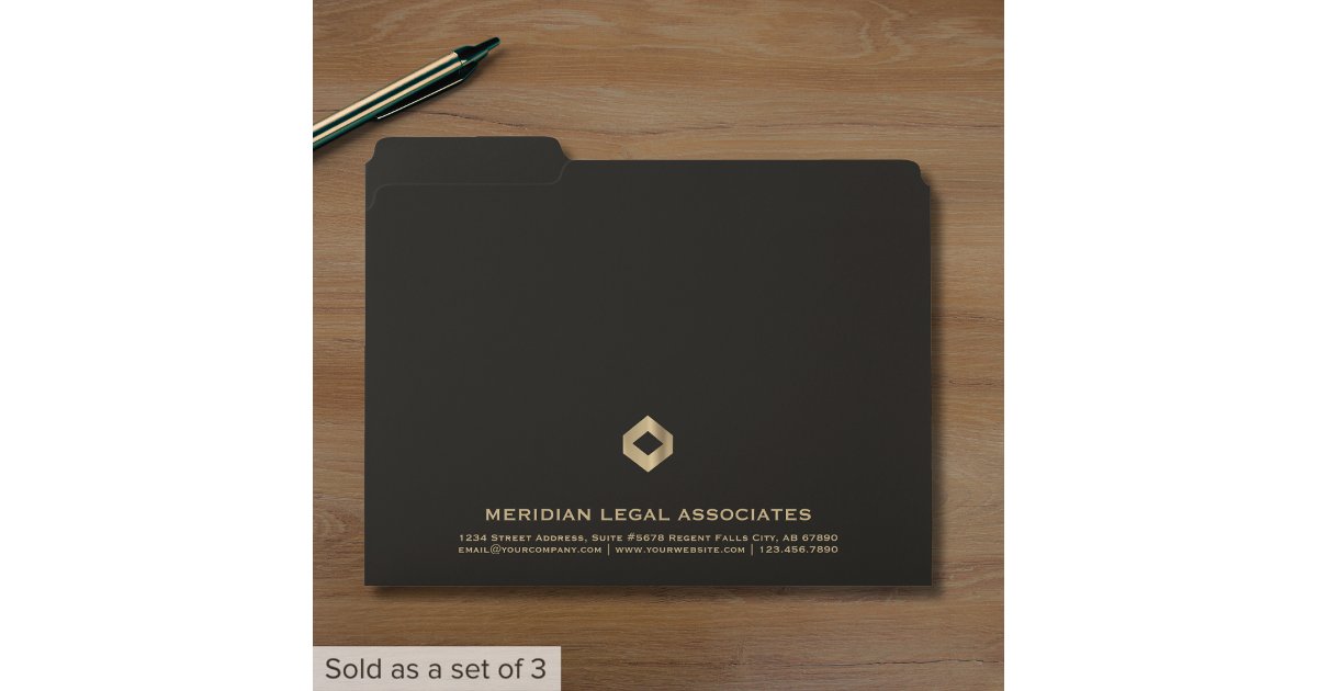 Elegant Professional Customizable Black File Folder | Zazzle