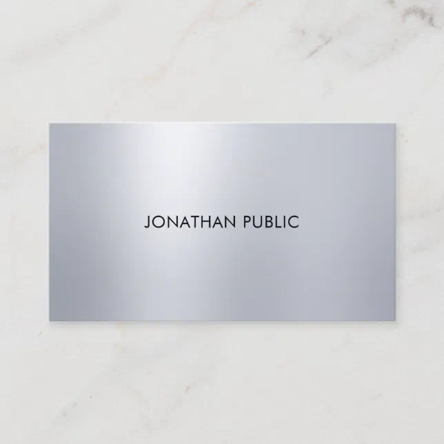 Elegant Professional Design Silver Look Modern Top Business Card | Zazzle