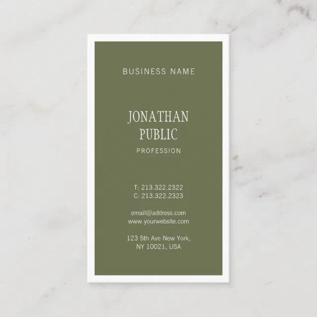 Elegant Professional Design Simple Modern Green Business Card | Zazzle