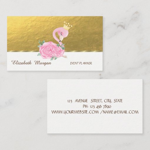 Elegant Professional,Faux Gold,Baby Pink Flamingo Business Card | Zazzle