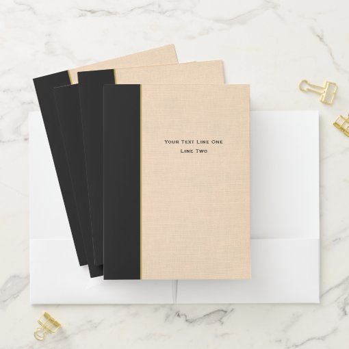 Elegant Professional Faux Tweed and Black Pocket Folder | Zazzle