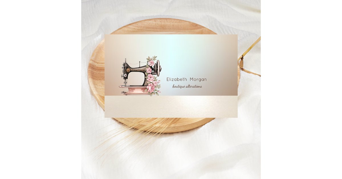 Elegant Professional Floral Sewing Machine Business Card | Zazzle