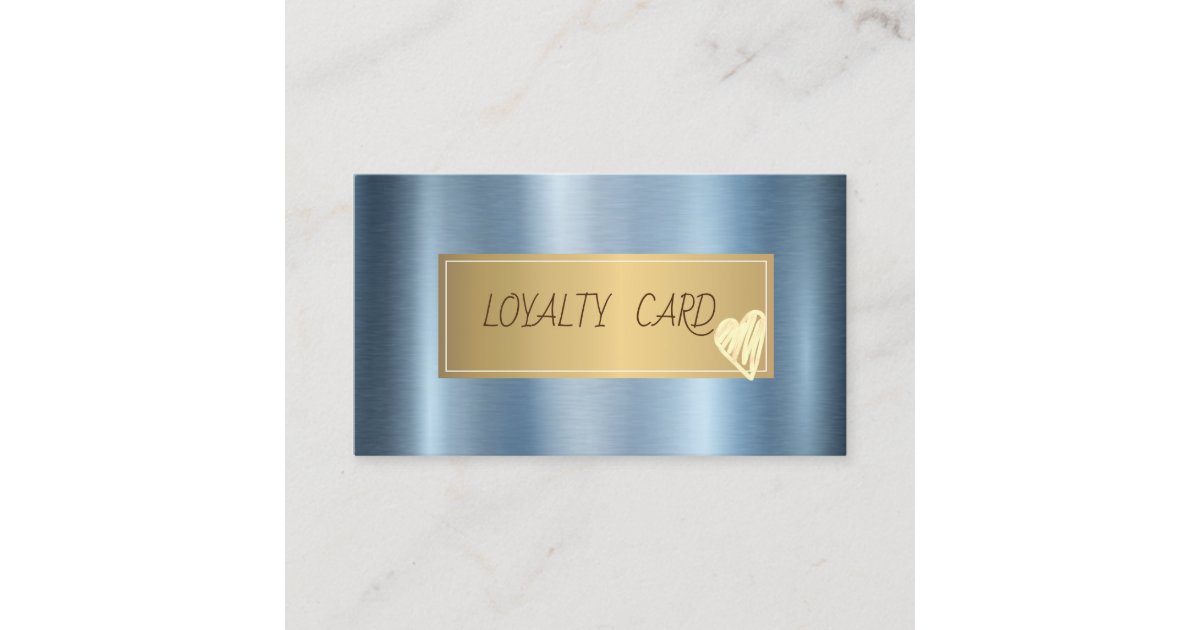 Elegant Professional Frame, Hearts Blue Metallic Loyalty Card | Zazzle