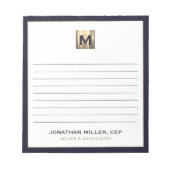 Elegant Professional Gold Initial Logo Lined Notepad | Zazzle