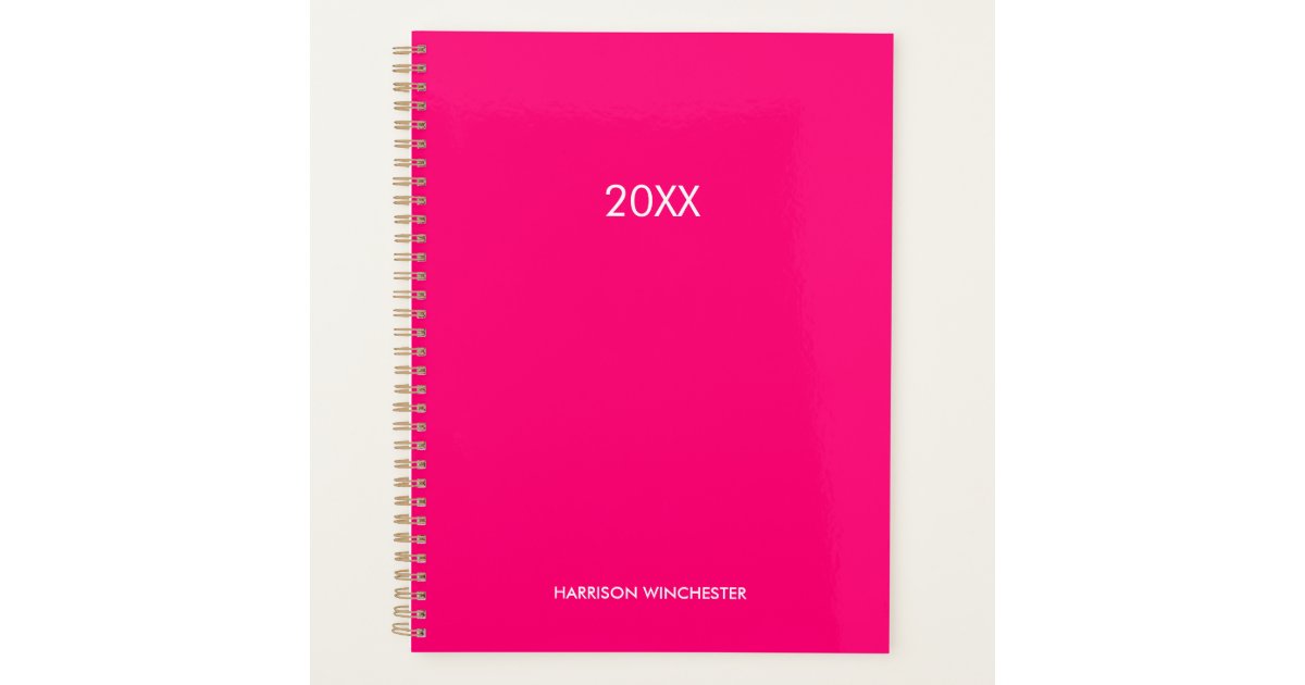 Elegant professional hot pink custom name year planner | Zazzle