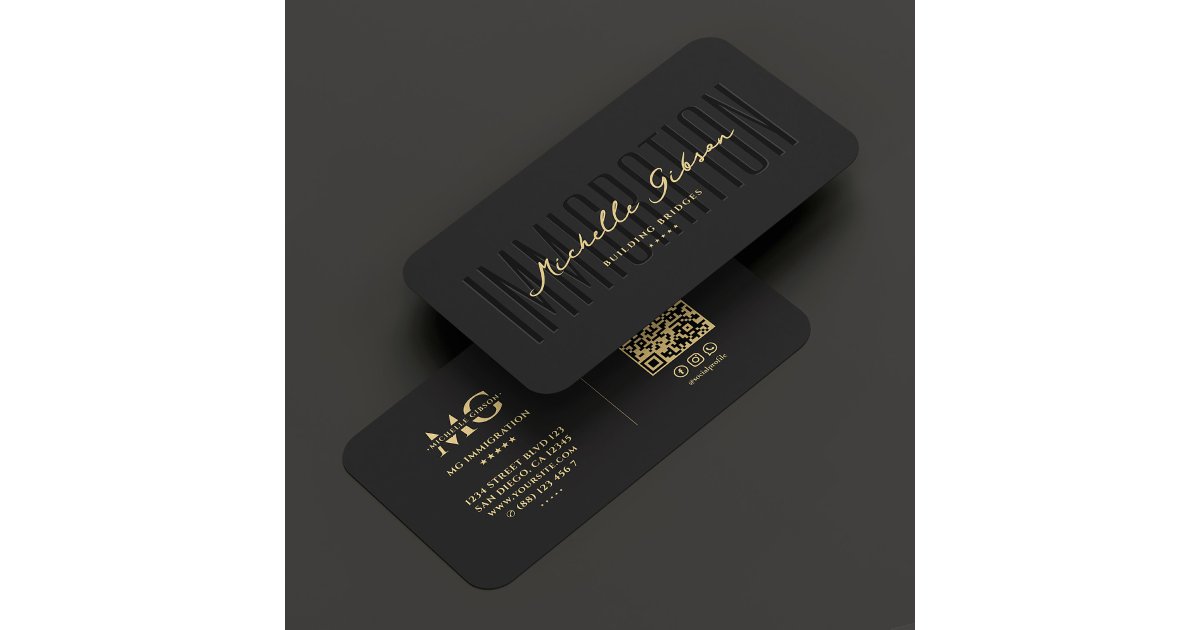 Elegant Professional Immigration Consulting Black Business Card | Zazzle