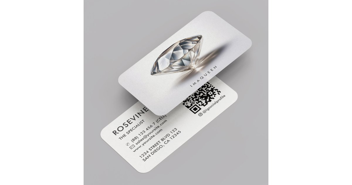 Elegant Professional Jewelry Diamond Designer Business Card | Zazzle
