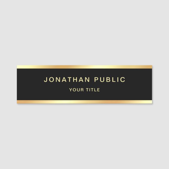 Elegant Professional Modern Black Gold Template Name Tag | Zazzle.com