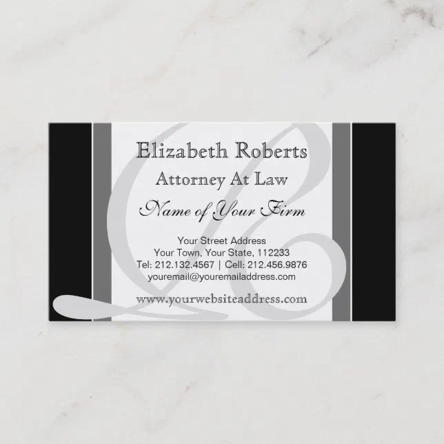 Elegant Professional Monogram R Black and Gray Business Card | Zazzle