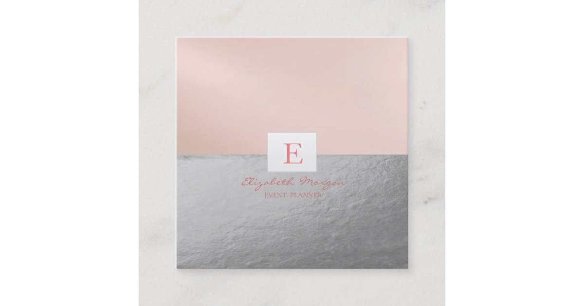 Elegant Professional Monogram Silver Square Business Card | Zazzle