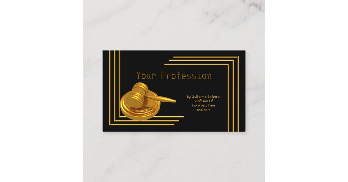 Elegant Professional Profession Gold Hammer Business Card | Zazzle