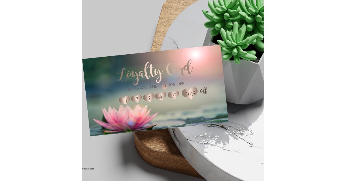 Elegant Professional Rose Gold Hearts,Lotus Loyalty Card | Zazzle