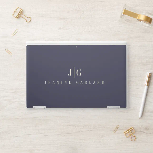 Elegant Professional Simple Monogram Minimal Navy HP Laptop Skin | Zazzle