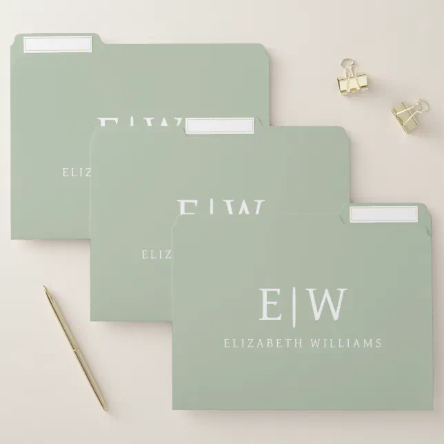 Elegant Professional Simple Monogram Minimalist File Folder | Zazzle
