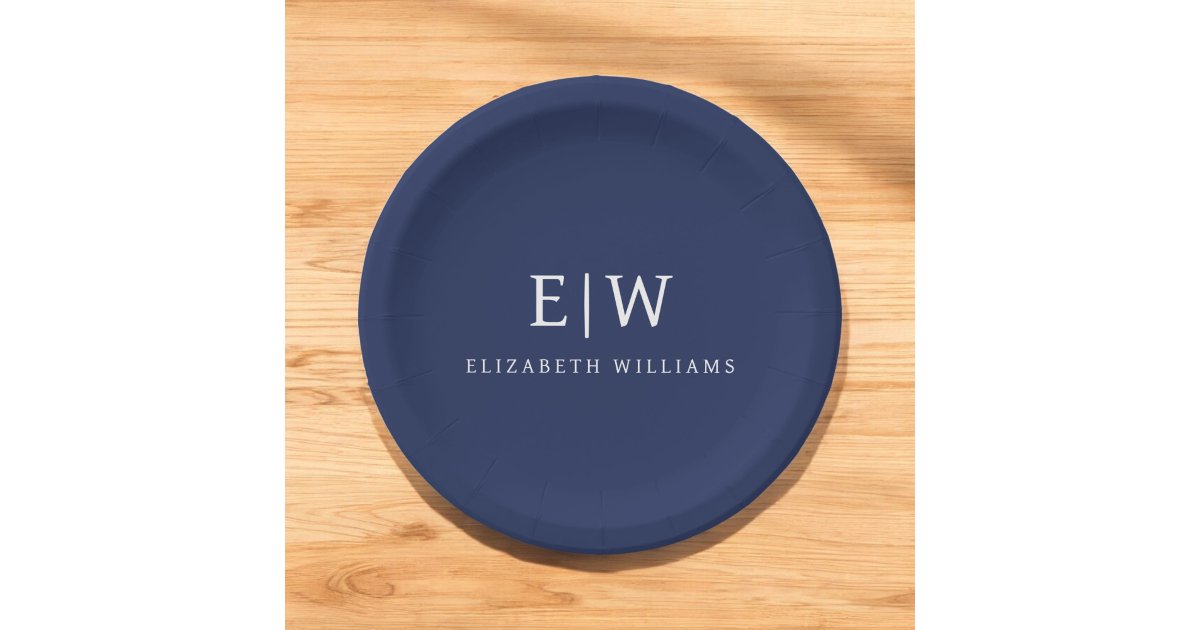 Elegant Professional Simple Monogram Minimalist Paper Plates | Zazzle